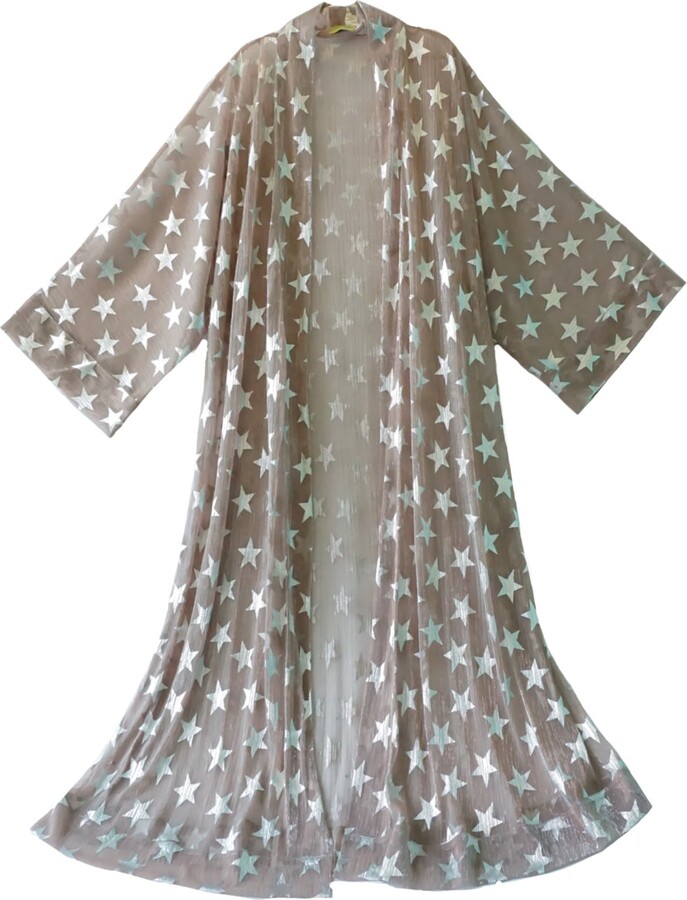 Janara Jones Shimmering Stars Sheer Abaya Kaftan - ShopStyle Tops