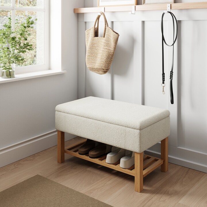 Dunelm Wooden Storage Bench, Ivory Sherpa Sherpa Ivory - ShopStyle