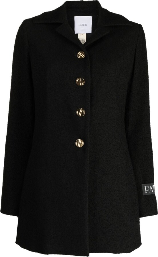 Patou Logo-Patch Single-Breasted Coat - ShopStyle
