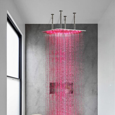 Juno Showers Juno 24" Ceiling Mount LED Rain Shower Head - Water ...