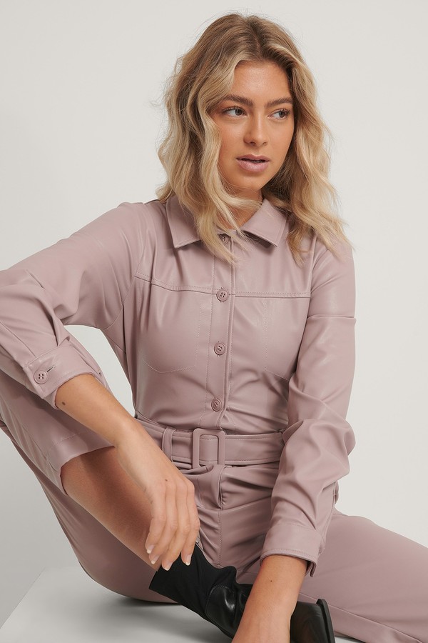 Isha Van Dijk X NA-KD Faux Leather Jumpsuit - ShopStyle