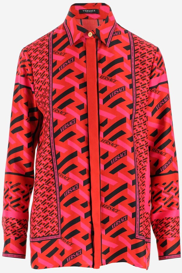 Versace La Greca Silk Shirt - ShopStyle Tops