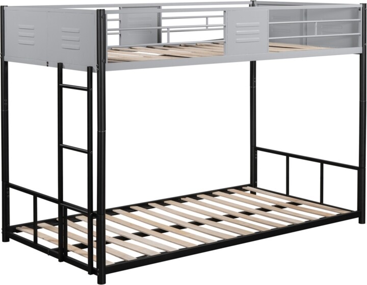 Simplie Fun Metal Twin over Twin Bunk Bed with Vent Board/ Heavy-duty ...