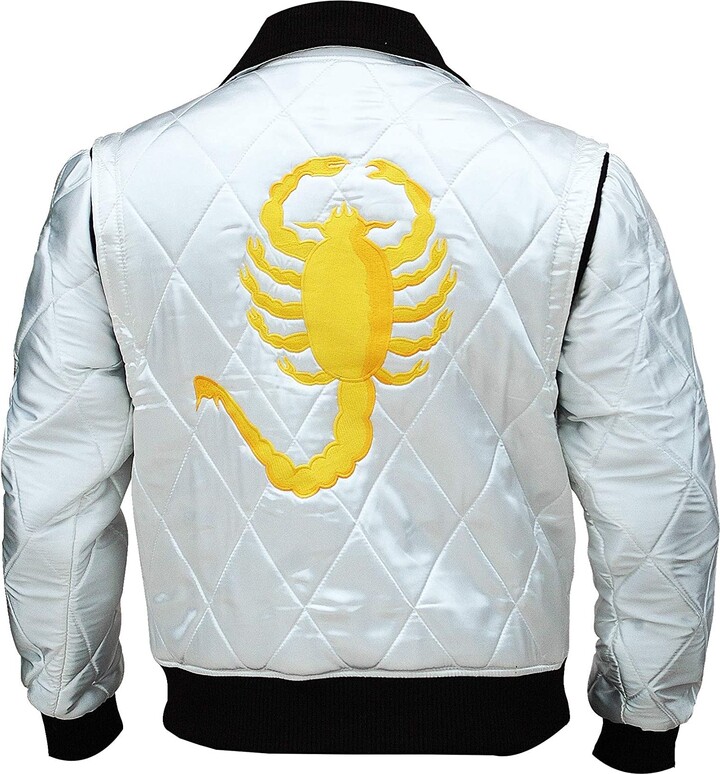 LP-FACON Scorpion Jacket - Men's Scorpion Logo Quilted White Satin ...