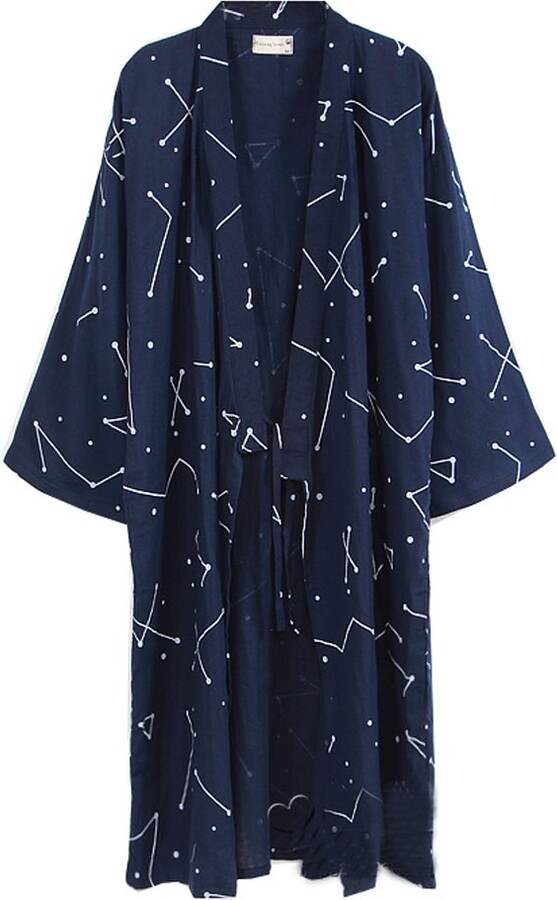 Fancy Pumpkin Japanese Men's Robe Cotton Dressing Gown Kimono Pajamas Nightgown[#0A Size L ...