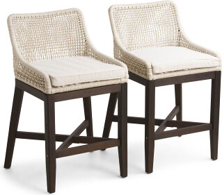TJMAXX 2Pk Grid Weave Rope Counter Stool With Acacia Wood Legs - ShopStyle