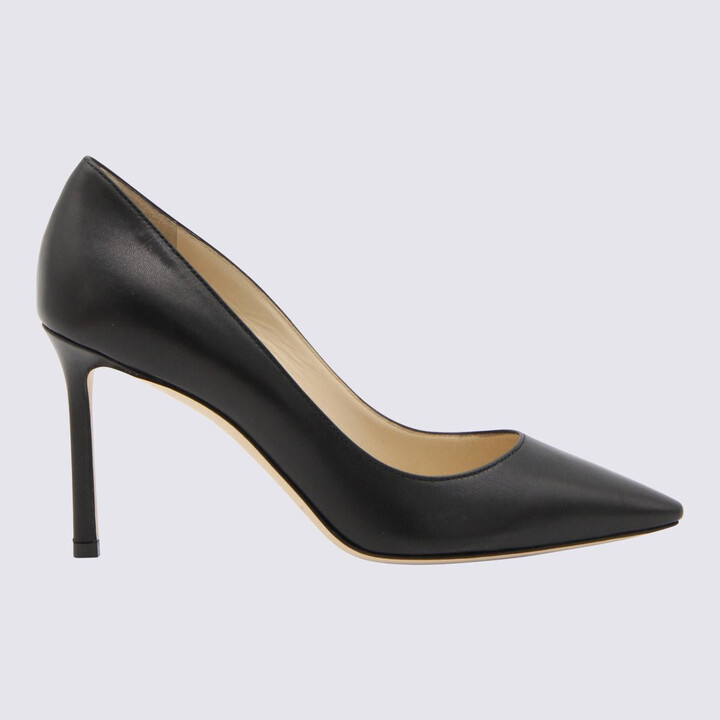 Jimmy Choo Black Leather Romy 85 Pumps - ShopStyle