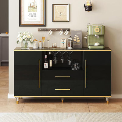 Mercer41 Buffet Cabinet, 55" Kitchen Sideboard Cabinet with 2 Drawers ...