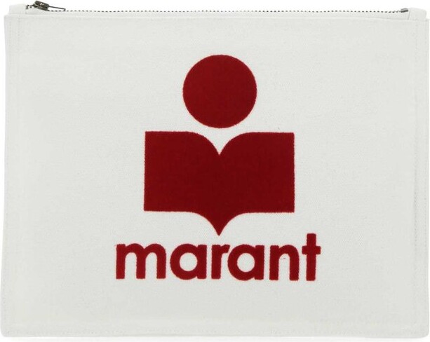 Isabel Marant Logo Flocked Zipped Clutch Bag - ShopStyle