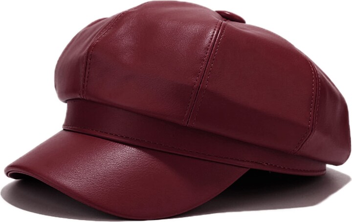 Voilipex Womens PU Leather Newsboy Cap 8 Panel Paperboy Newsie Cap ...