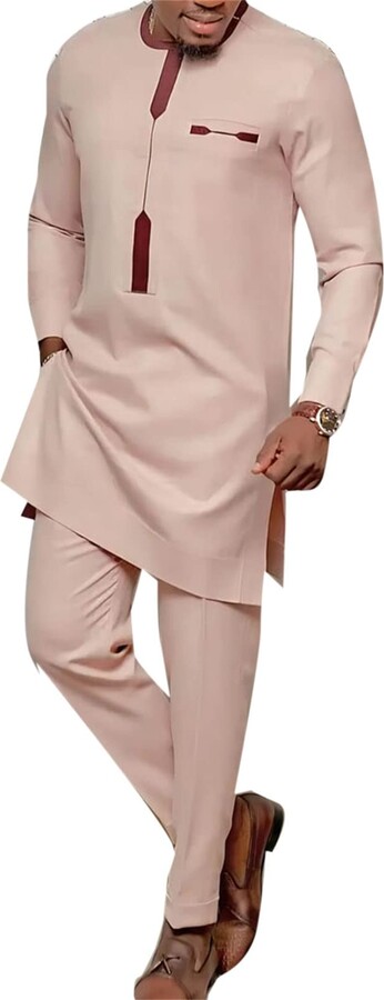 CRITOR Men's African 2 Piece Set Dashiki 2 Piece Ankara Set Men Long ...