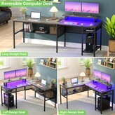 Global Pronex L Shaped Computer Desk with Power Outlets & Light ...