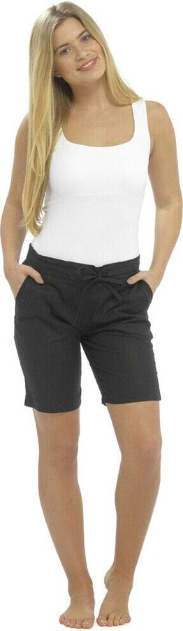 Indigo Roc Ladies Ribbed Back Linen Blend Trousers - ShopStyle Shorts