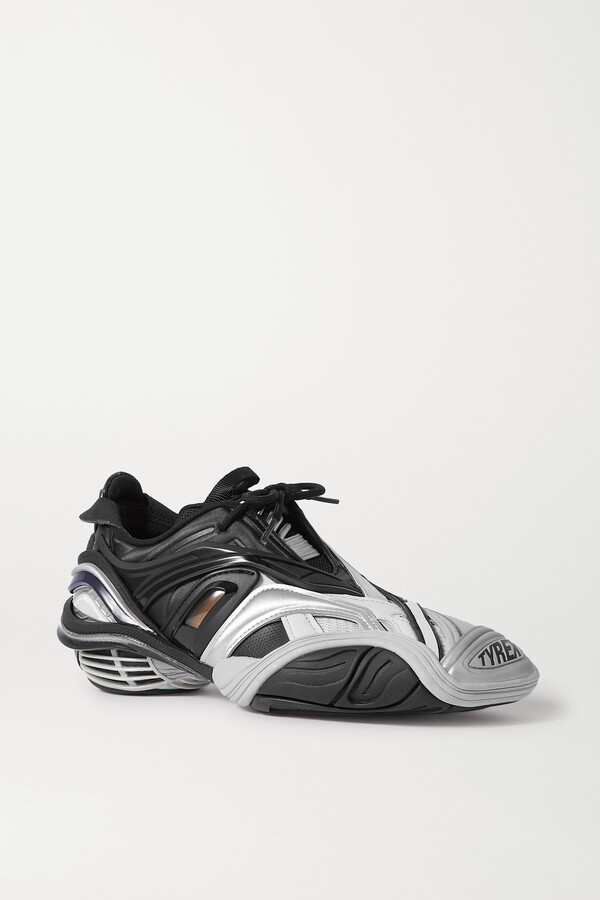 Balenciaga Tyrex Logo-print Metallic Rubber, Mesh And Faux Leather ...