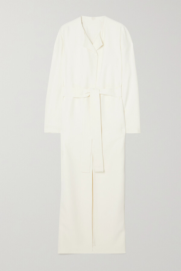 The Row Paycen Belted Stretch-cady Coat - Off-white - ShopStyle