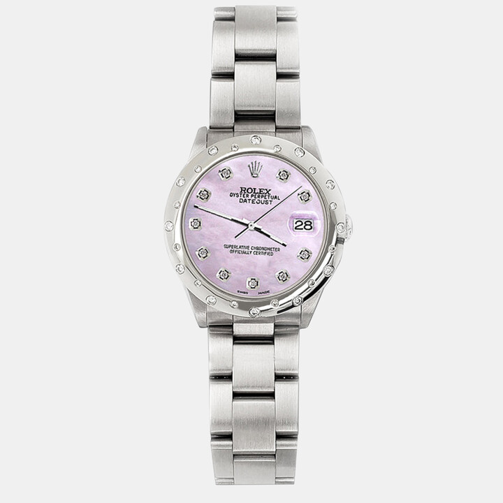 Rolex Custom Pink Diamond Stainless Steel Datejust 78240 Automatic ...