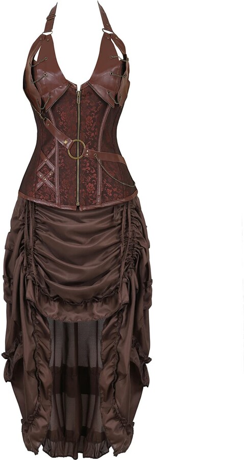 Grebrafan Corset Pirate Skirt Steampunk Leather Corsets Bustiers ...