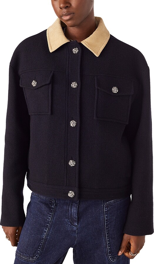 Female ba & sh Tino Contrast Collar Coat - ShopStyle