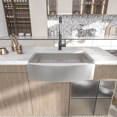 Logmey 30" L x 21" W Farmhouse Kitchen Sink 16 Gauge Stainless Steel ...