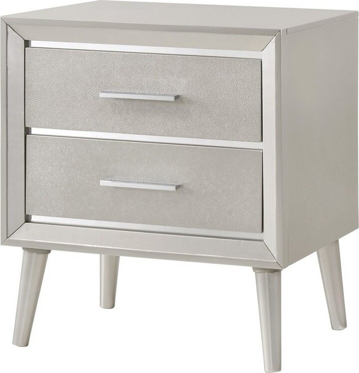 2 Drawer Contemporary Nightstand With Bar Handles And Splayed Legs ...