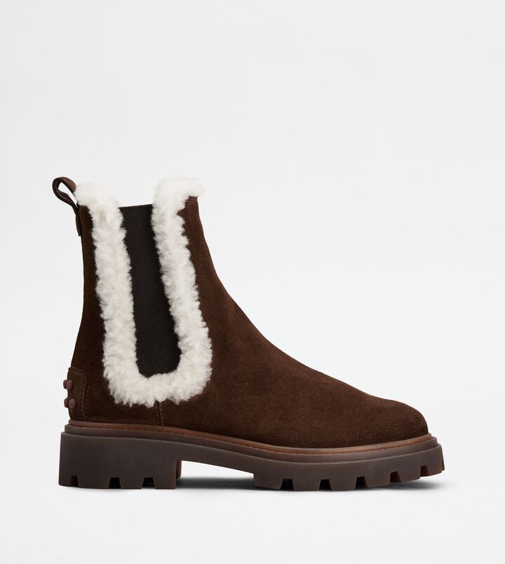 Tod's Chelsea Boots in Suede and Sheepskin - ShopStyle
