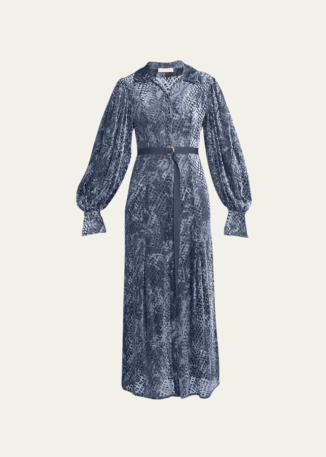 Ulla Johnson Thalia Devoré Velvet Belted Midi Dress - ShopStyle