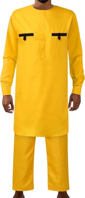 Berimaterry Men's Muslim Arabic Suit Set Striped Middle East Suit Men's ...