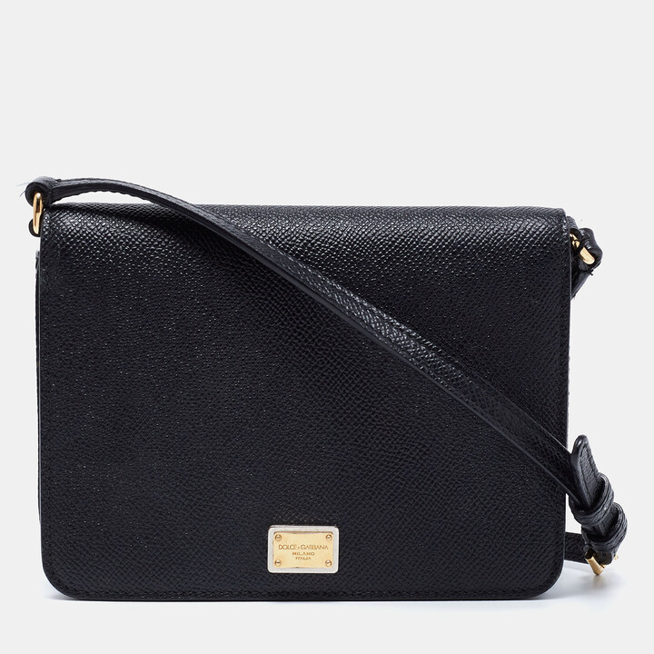 Dolce & Gabbana Black Leather Square Flap Crossbody Bag - ShopStyle