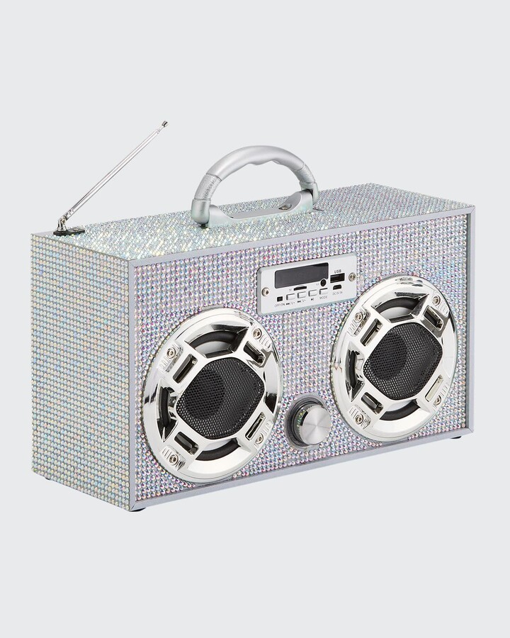 Wireless Express Retro Mini Bling Boombox w/ LED Dancing Speaker ...