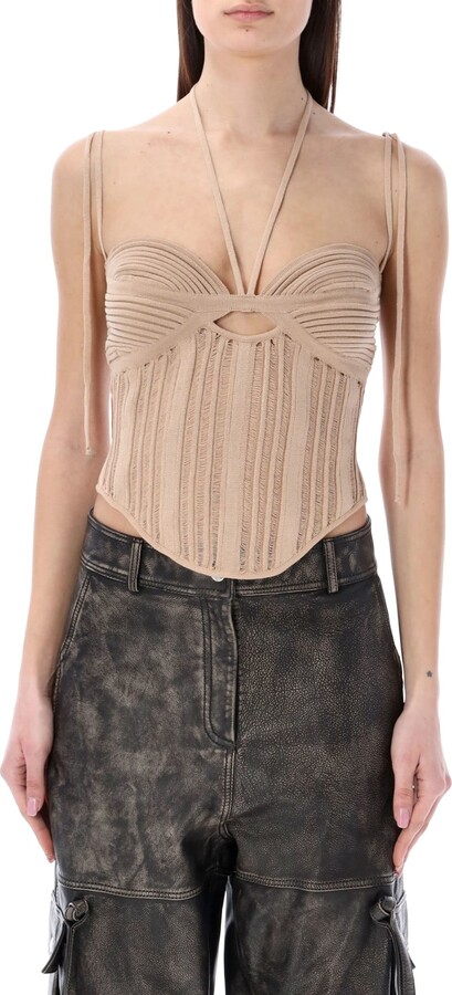 ANDREĀDAMO Floating Rib Corset With Spiral Details - ShopStyle Tops