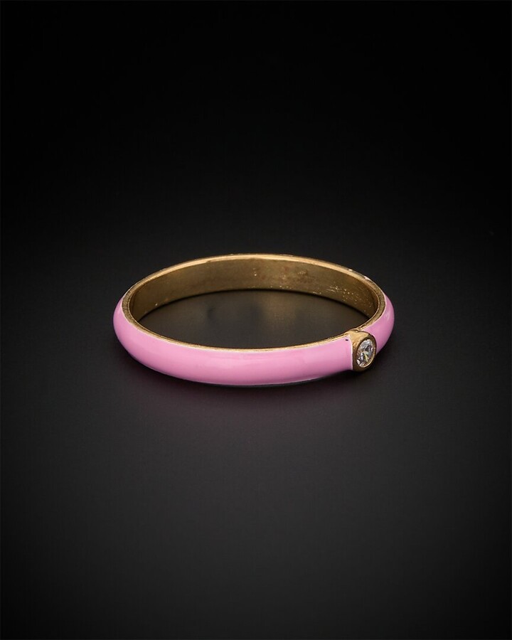 18K Italian Gold Over Silver 0.05 Ct. Tw. Diamond Enamel Ring - ShopStyle