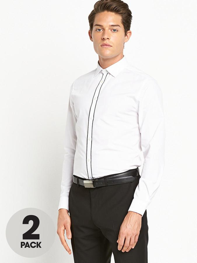Taylor & Reece Mens Shirts Contrast Tipping (2 Pack) - White/Black ...