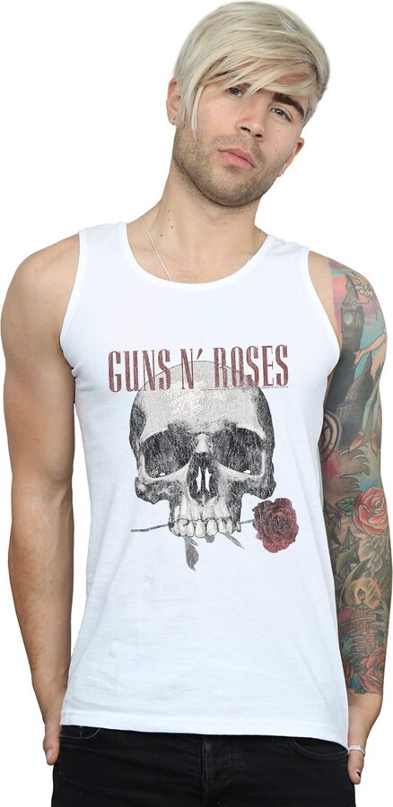 Absolute Cult Guns N Roses Men's Flower Skull Vest White X-Large ...