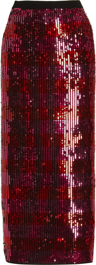 Carolina Herrera Sequin Wool Midi Skirt - ShopStyle