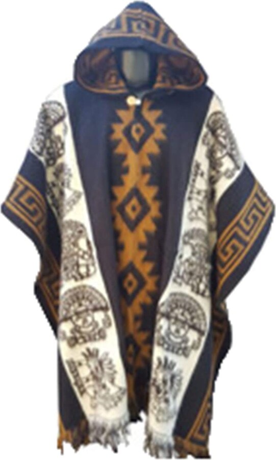 DFGHN Mens Hoodies Poncho Cape Aztec Cloak Coat Pullover Vintage Bat ...