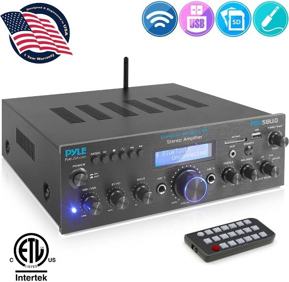 Pyle Home Pyle 200W Audio Stereo Receiver - Wireless Bluetooth Power ...