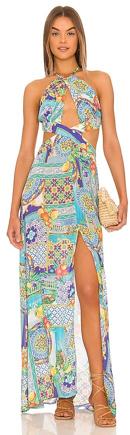 Luli Fama Halter Cut Out Maxi Dress - ShopStyle