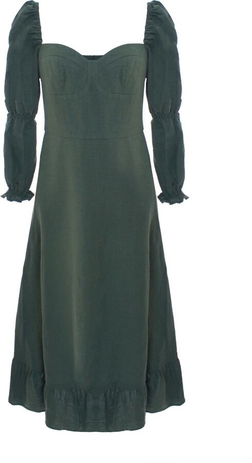 Gaâla Paris - Josephine Green Midi Dress - ShopStyle