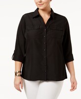 NY Collection Plus Size Utility Blouse - ShopStyle Tops