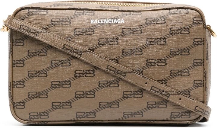 Balenciaga Neutral Signature Monogram Camera Bag - ShopStyle