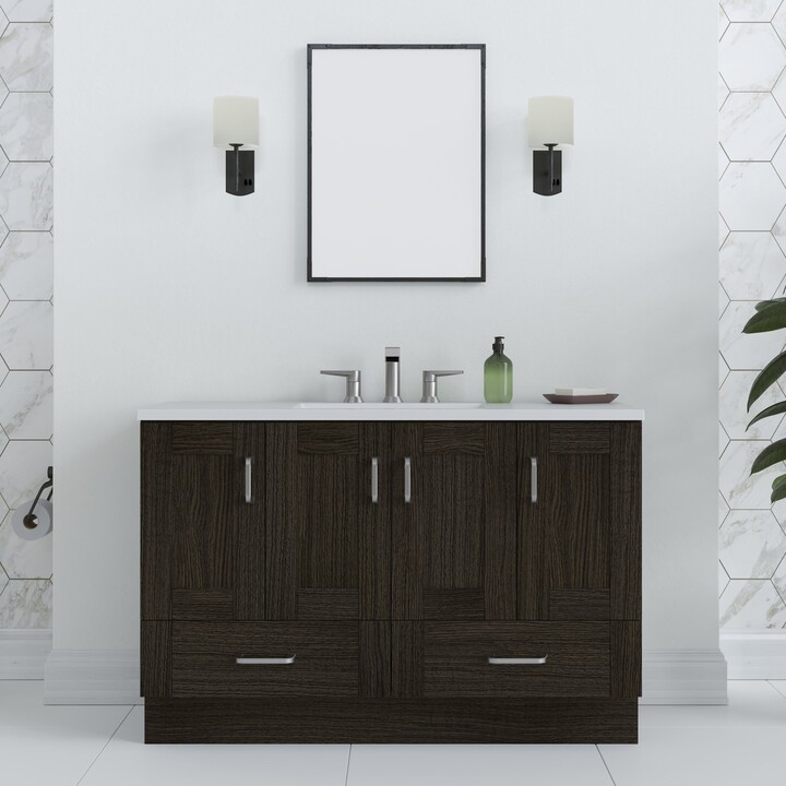 Spring Mill Cabinets 48" Noelani Bathroom Vanity With 3 Cabinets, 4 ...