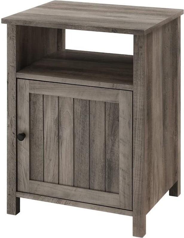 Howcool Modern Farmhouse Grooved Door Wood Side Accent Table Living ...