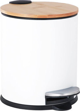 Rainbow Home Small Bathroom Trash Can With Bamboo Lid Soft Close And ...