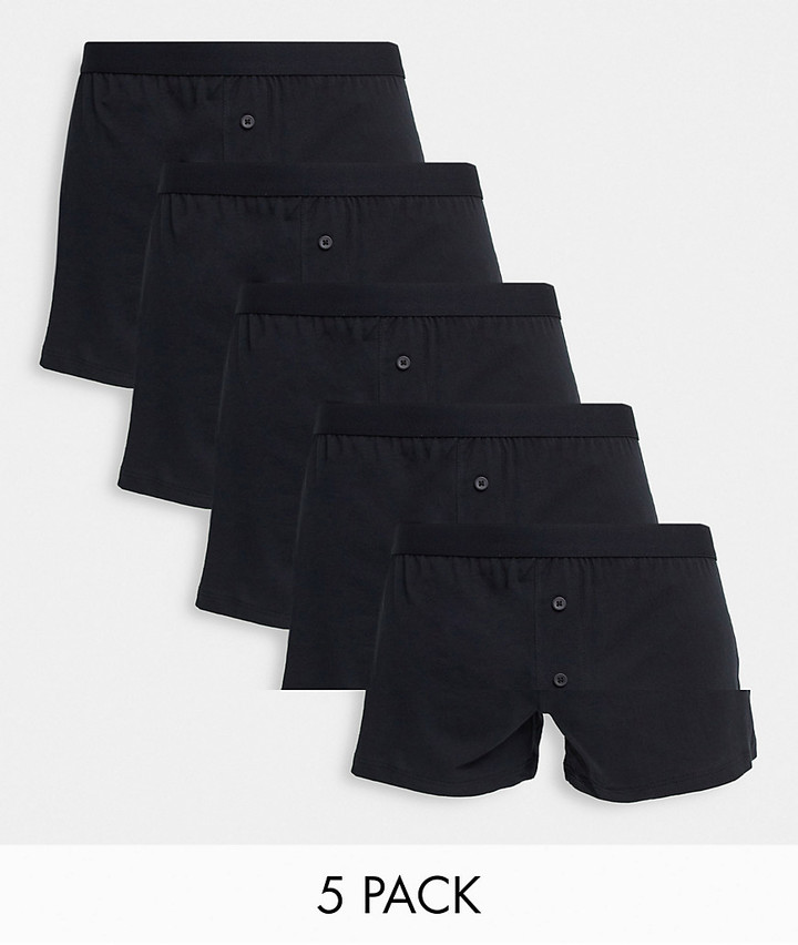 ASOS DESIGN 5 pack jersey boxers in black - ShopStyle