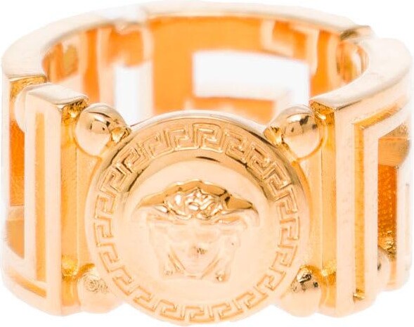 Versace Squareed Greca Gold Metal Ring Woman - ShopStyle