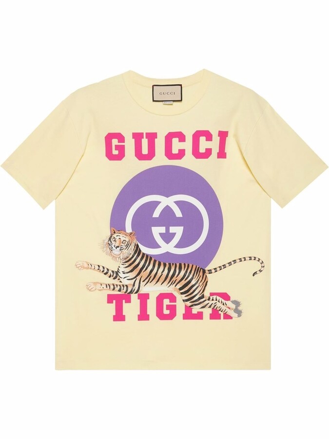 Gucci Tiger logo print T-shirt - ShopStyle