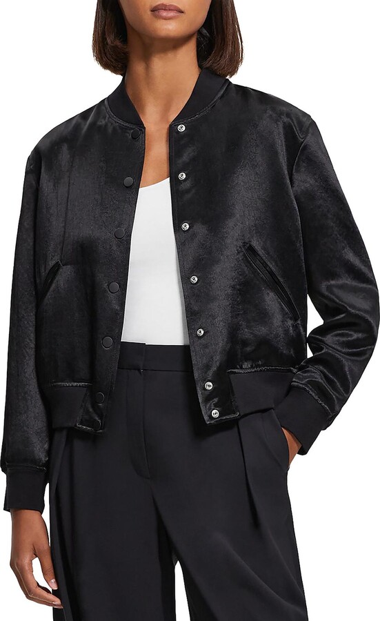 Theory Varsity Womens Satin Glossy Bomber Jacket - ShopStyle