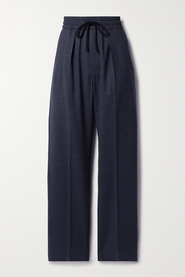 Marant Étoile - Priska Pleated Prince Of Wales Checked Wool-blend Pants ...