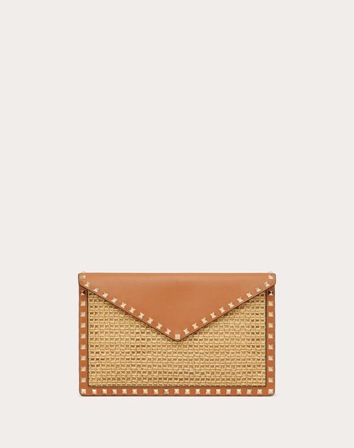 Valentino Garavani ROCKSTUD RAFFIA CLUTCH BAG - ShopStyle