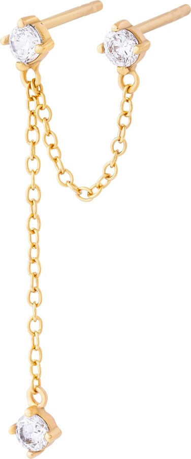 Cartilage Cartel Sparkle Drop Chain Stud Gold - ShopStyle Earrings